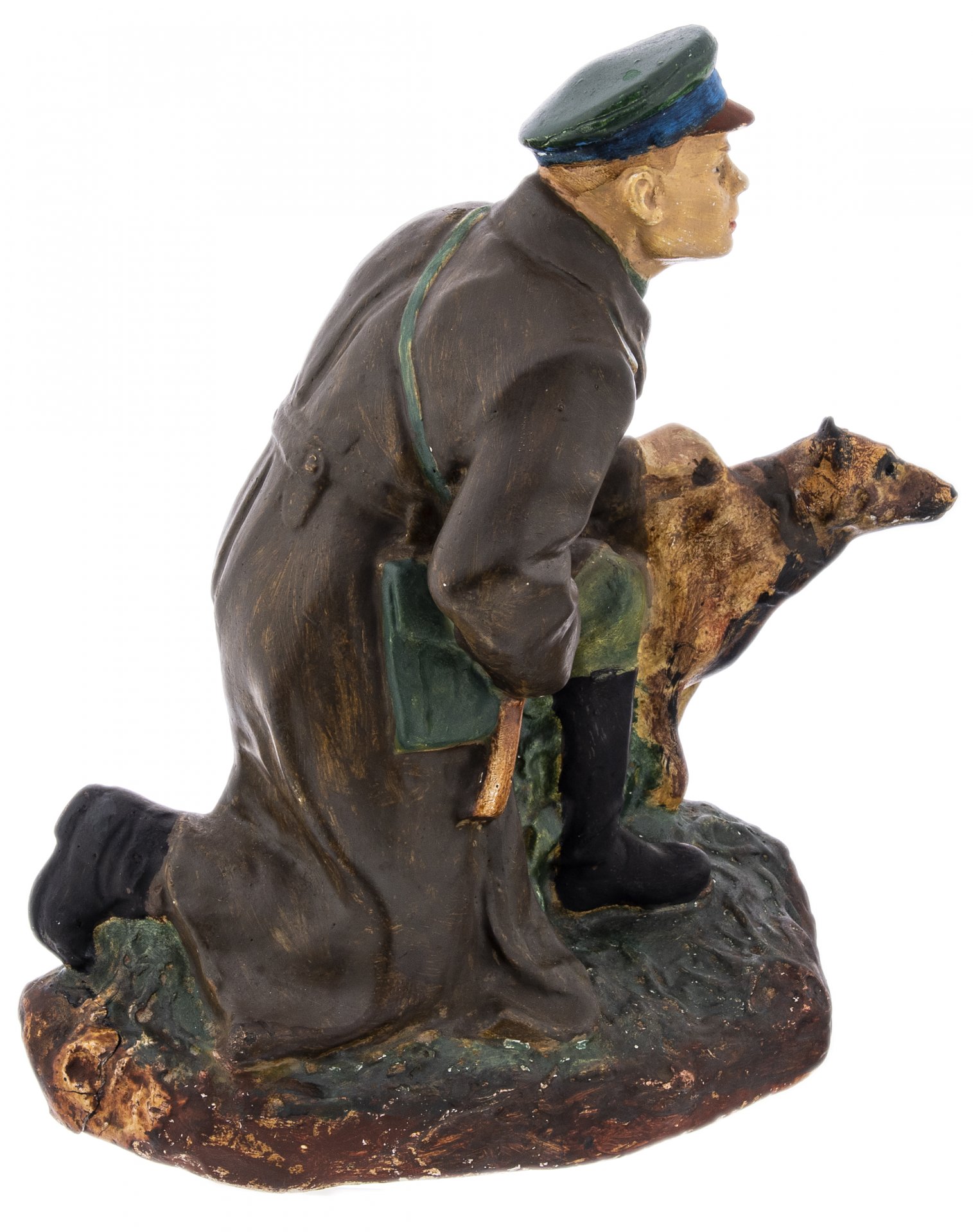 Статуэтка "Пограничник с собакой", гипс, роспись, СССР, 1960-1980 гг ...