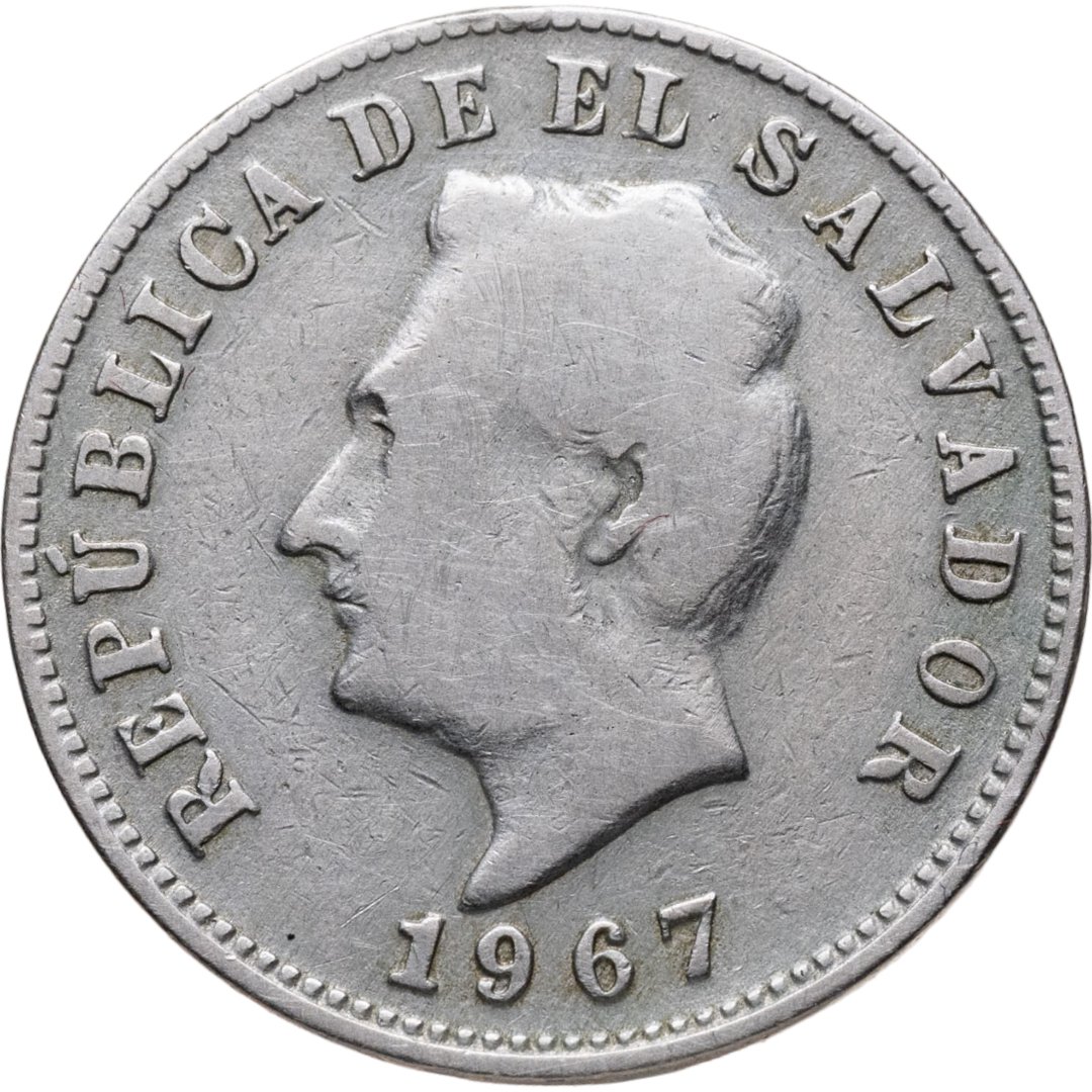 Монета Сальвадор 5 сентаво (centavos) 1967 стоимостью 430 руб.