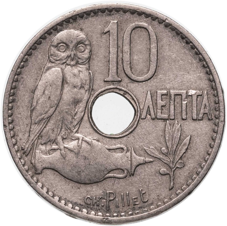 Монета Греция 10 лепт 1912 стоимостью 610 руб.