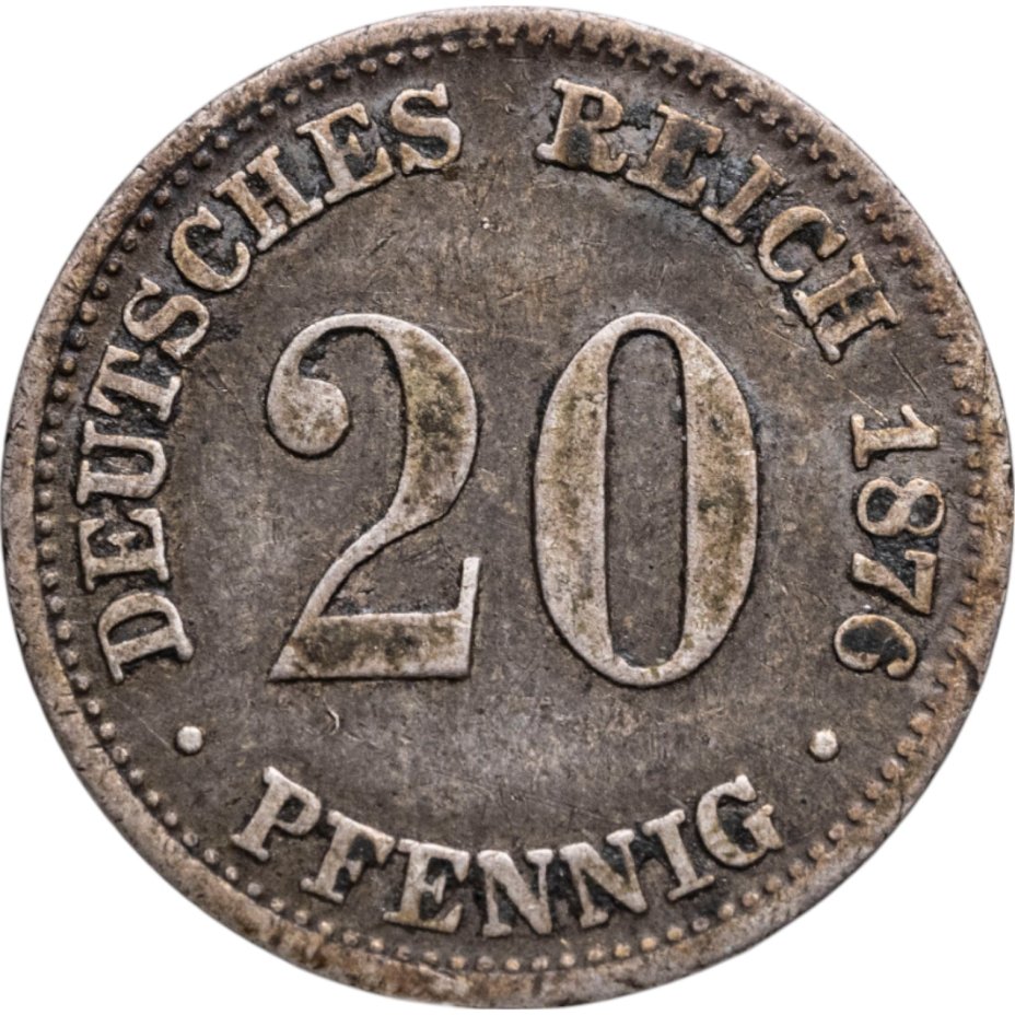 Германия 20 пфеннигов (pfennig) 1876 A знак монетного двора: "A ...