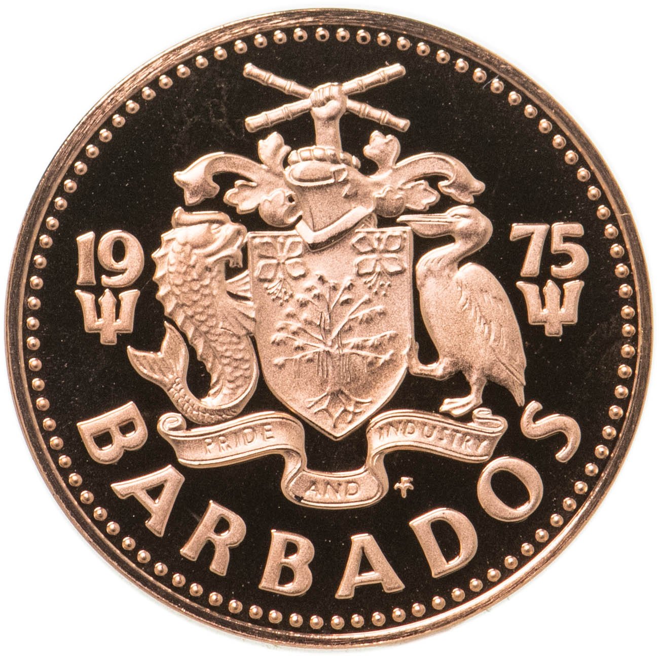 Монета Барбадос 1 цент (cent) 1975 стоимостью 390 руб.