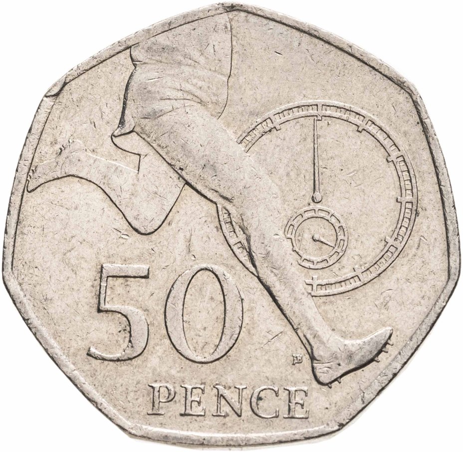 Монета Великобритания 50 пенсов (pence) 2004 "50 лет рекорду в беге ...