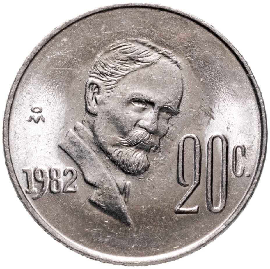 Монета Мексика 20 сентаво (centavos) 1982 стоимостью 243 руб.