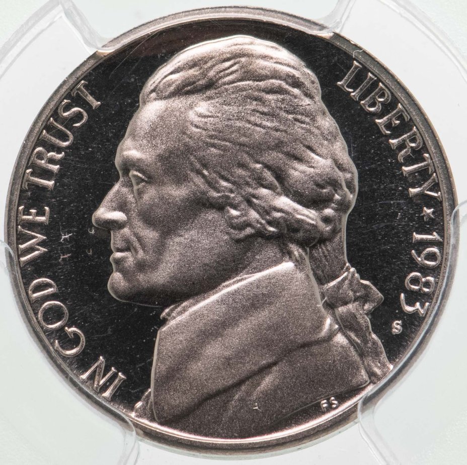 Монета США 5 центов (cents) 1983 S Proof "Jefferson Nickel (Джефферсон ...