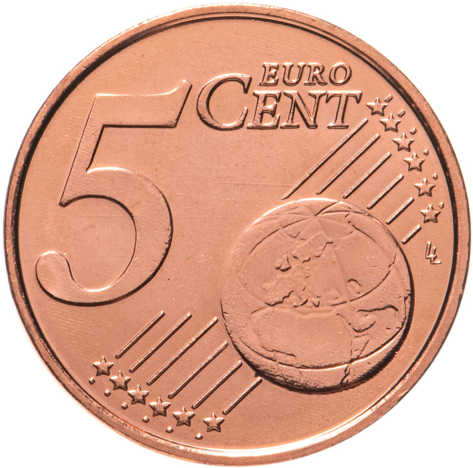 Монета 5 евро центов 1999-2021, случайная страна стоимостью 55 руб.