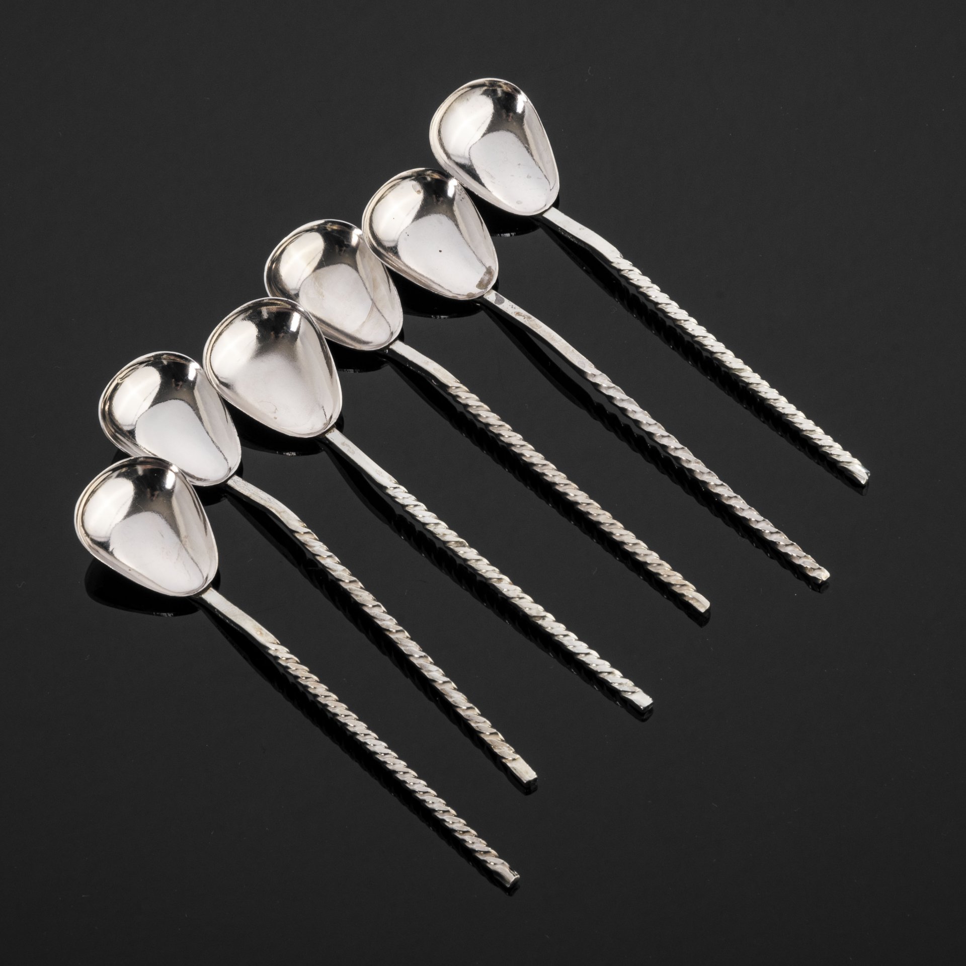Набор из 6 чайных ложек с витыми ручками, мельхиор (медь-никель), СССР ...
