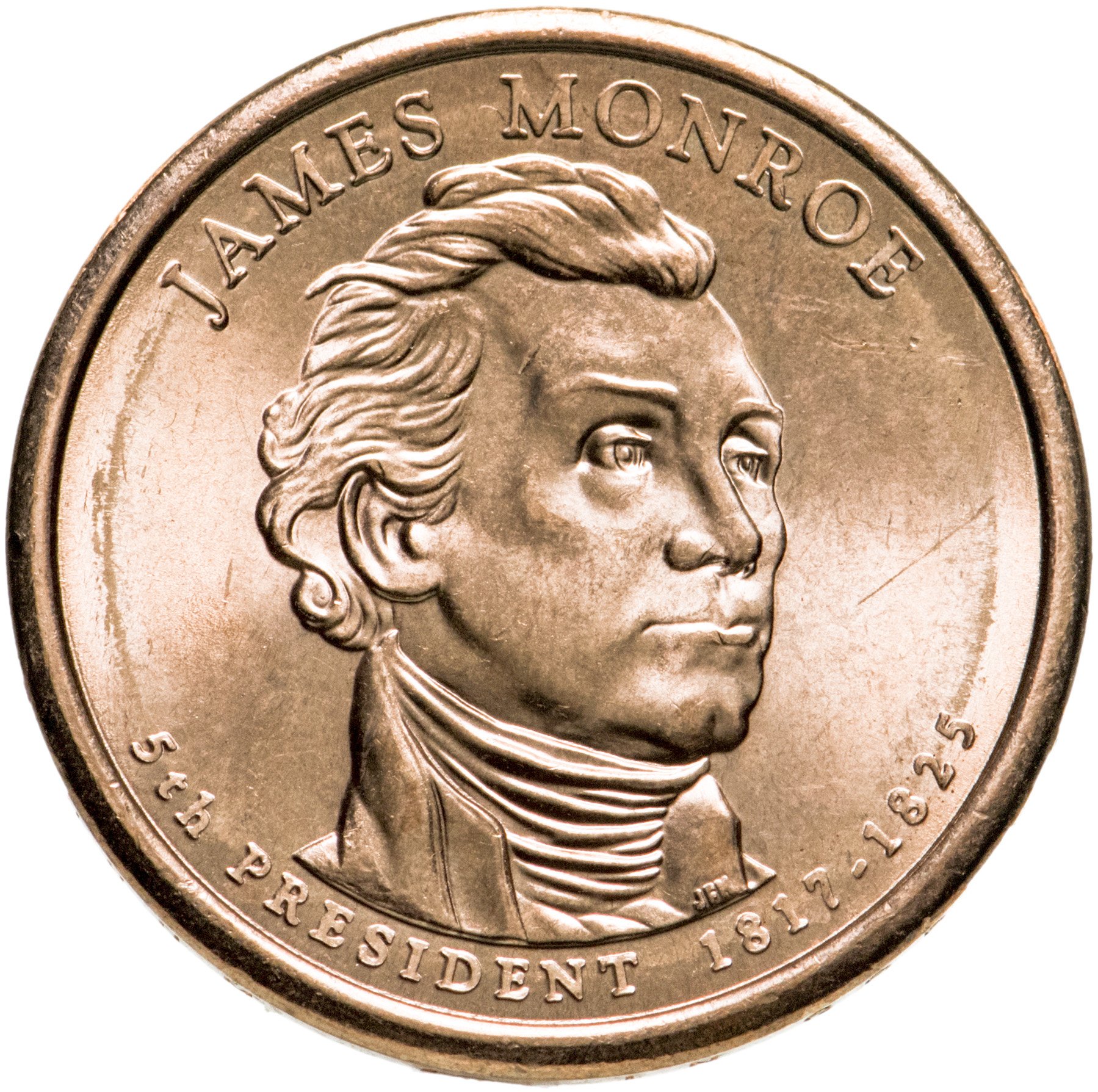 США 1 доллар (dollar) 2008 D Джеймс Монро (5-й президент США) знак ...