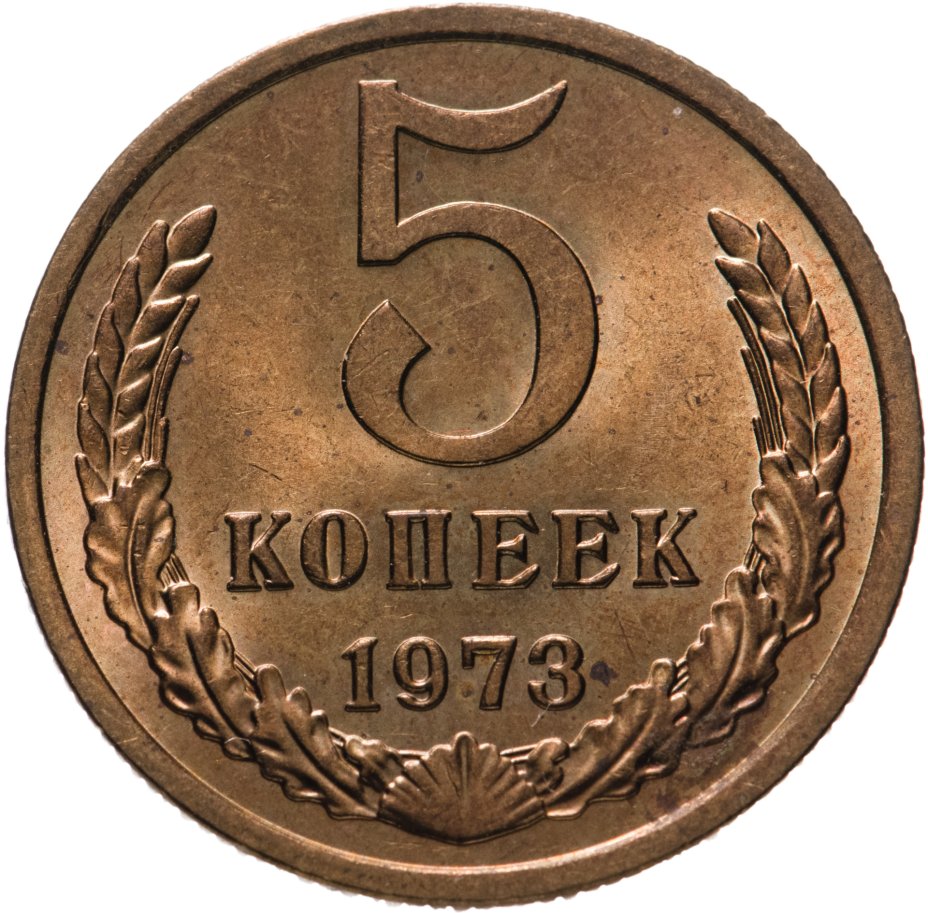Монета 5 копеек 1973 стоимостью 2266 руб.
