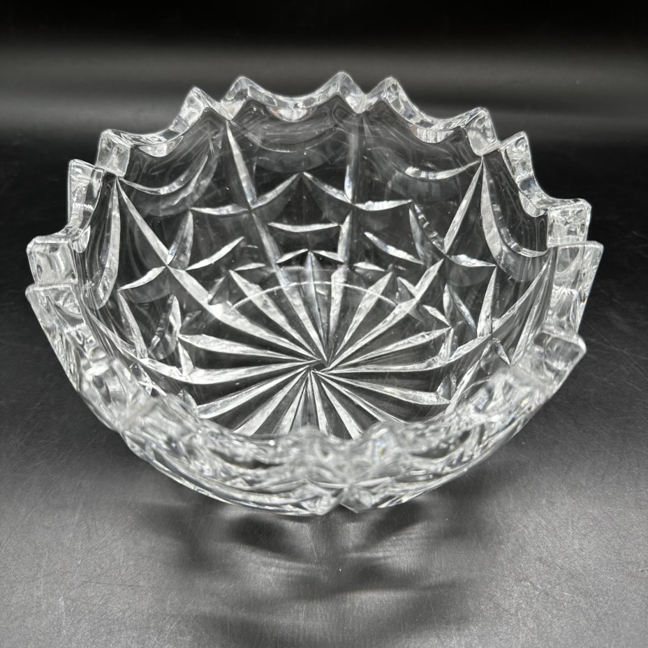 Ваза сервировочная (конфетница, салатник), хрусталь, резьба, СССР, 1970 ...