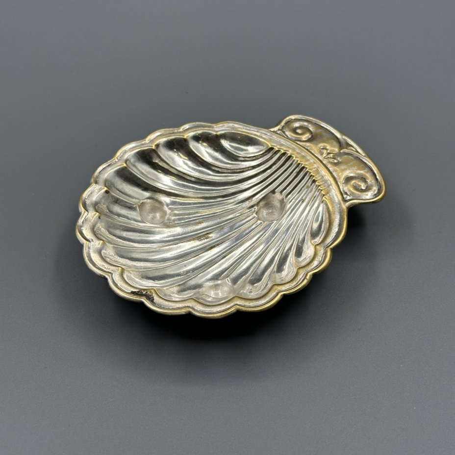 Икорница в виде ракушки, никель, серебрение, Германия, 1930-1960 гг ...