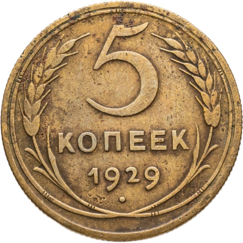 Монета 5 копеек 1929 стоимостью 2445 руб.