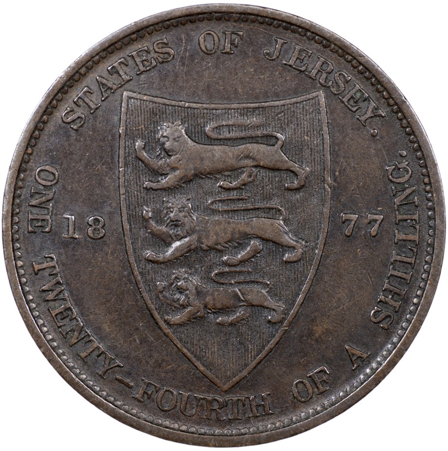 Монета джерси 1/24 шиллинга 1877 [KM#7] стоимостью 8178 руб.