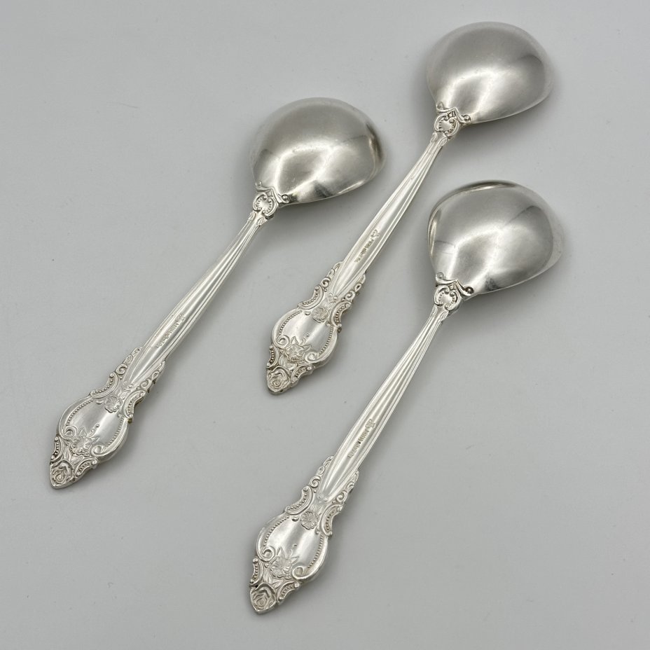 Набор из трёх салатных ложек с цветочным декором, мНЦ (медь-никель-цинк ...