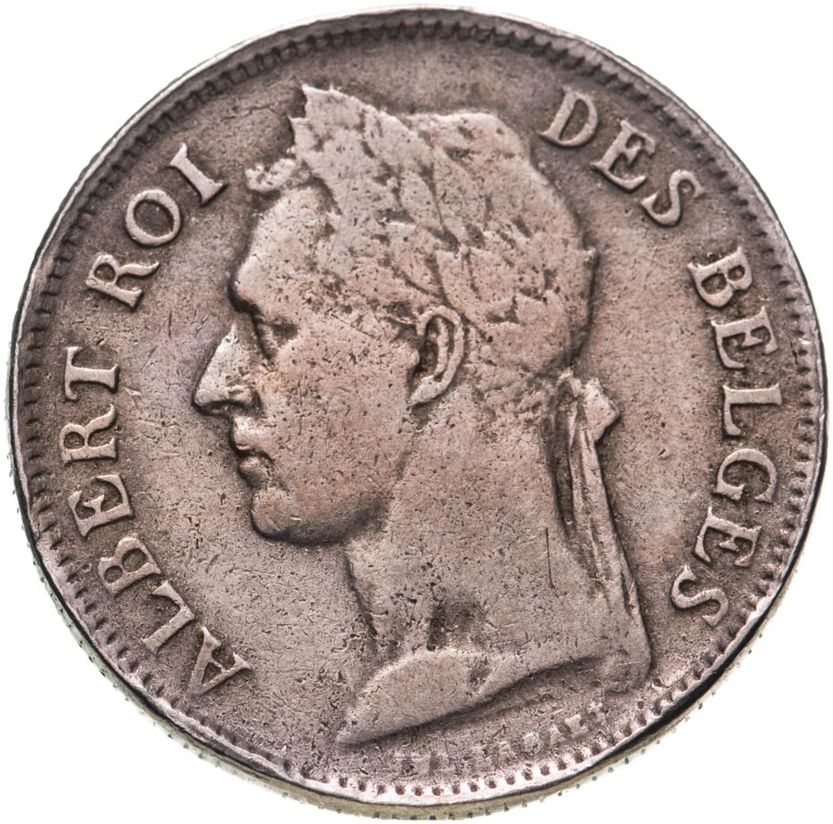 Монета бельгийское Конго 50 сантимов (centimes) 1927 Надпись на французском - 'ALBERT ROI DES ...