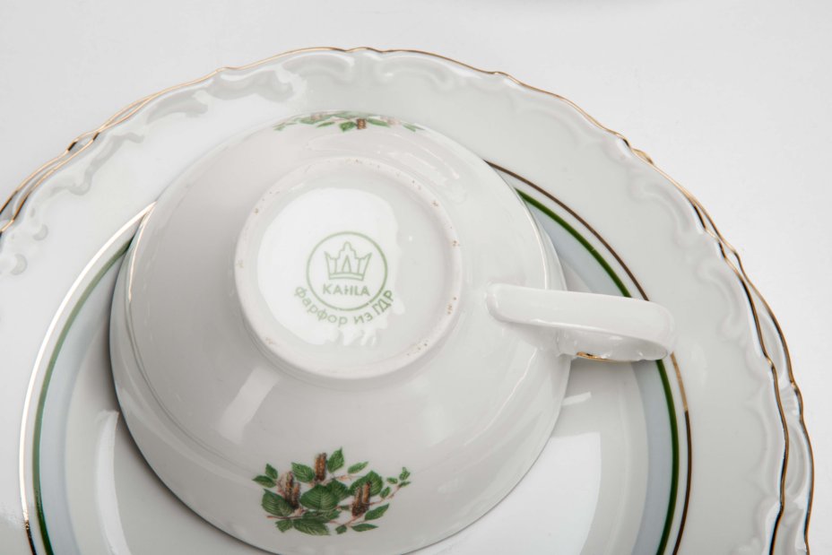 Набор обеденный на 3 персоны (20 предметов), фарфор, деколь, золочение, Kahla, ГДР, 1970-1990 гг ...