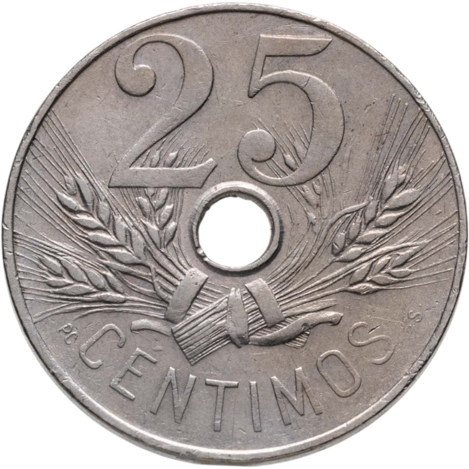 Монета Испания 25 сентимо (centimos) 1927 стоимостью 320 руб.