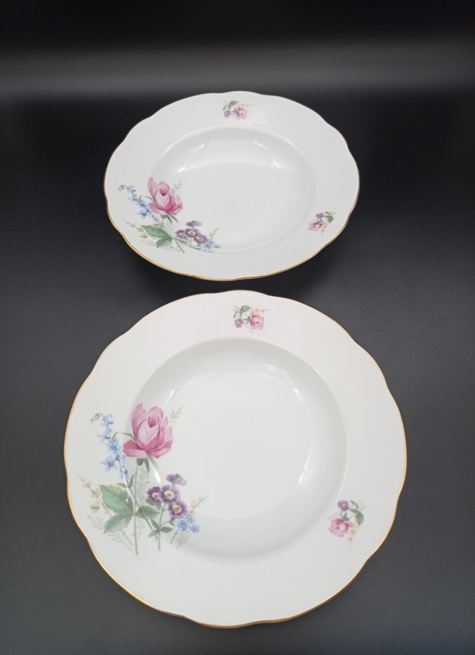 Набор из 4 тарелок с цветочным декором, Bohemia, фарфор, деколь ...