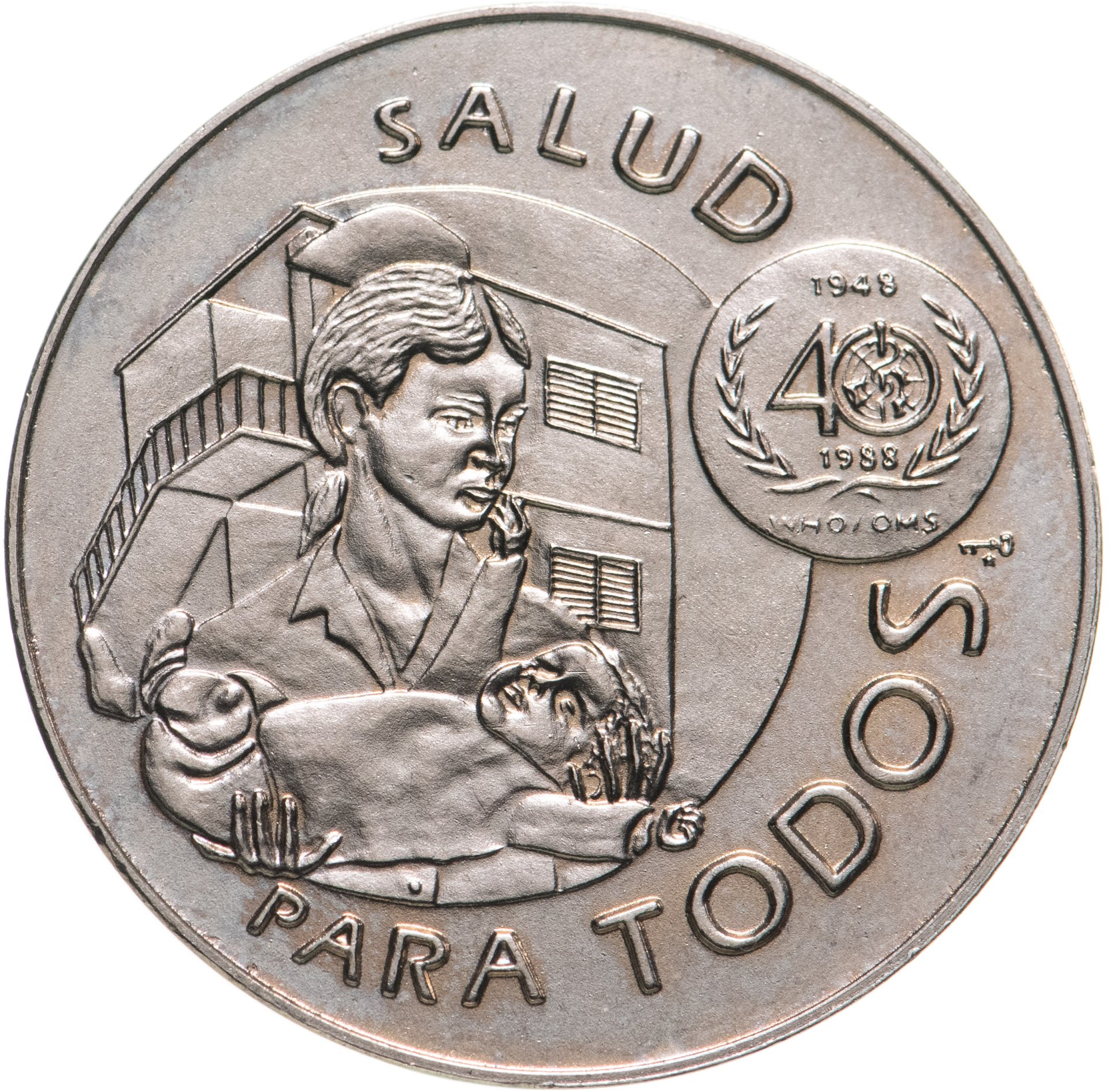 Монета Куба 1 песо 1988 "40 лет всемирной организации здравоохранения ...