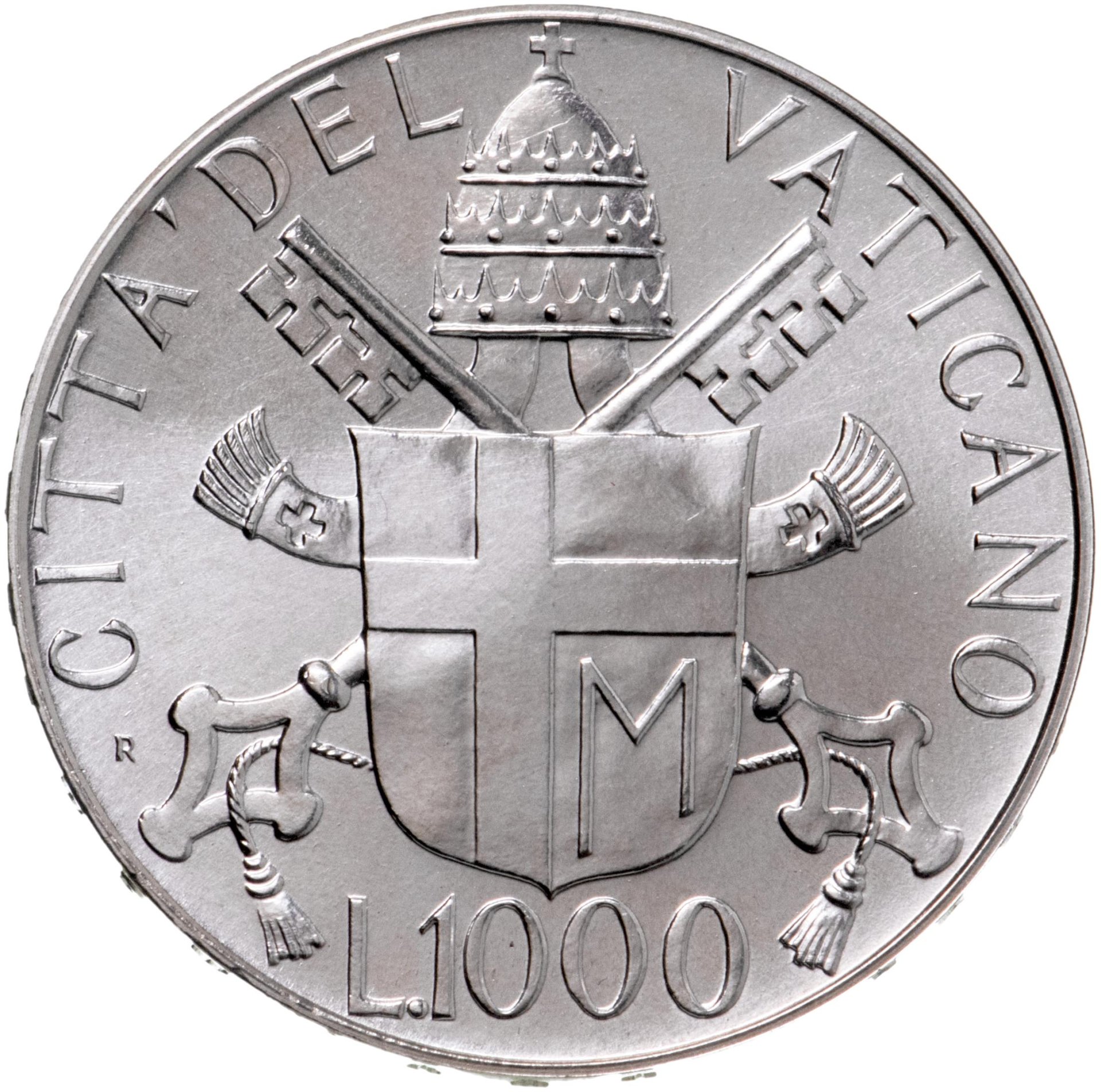 Монета Ватикан 1000 лир (lire) 1988 стоимостью 2750 руб.