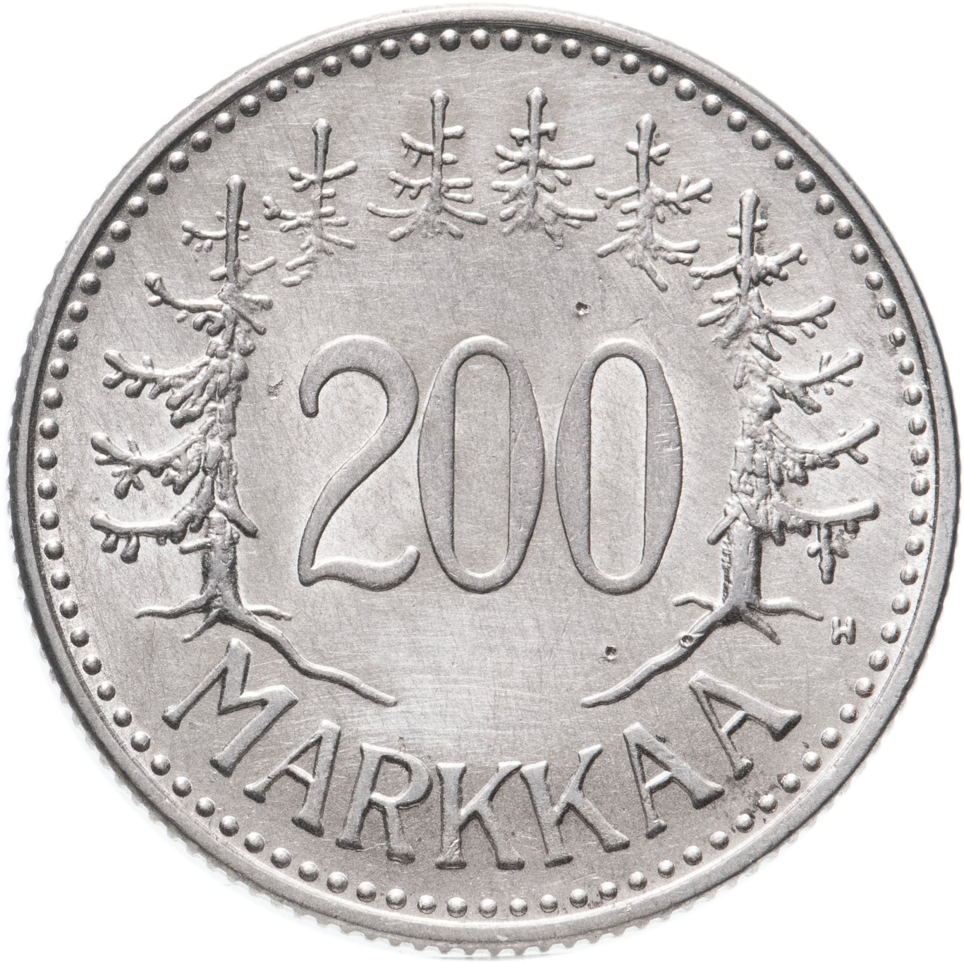 Финляндия 200 марок (markkaa) 1958 знак монетного двора 'H' - Peippo ...