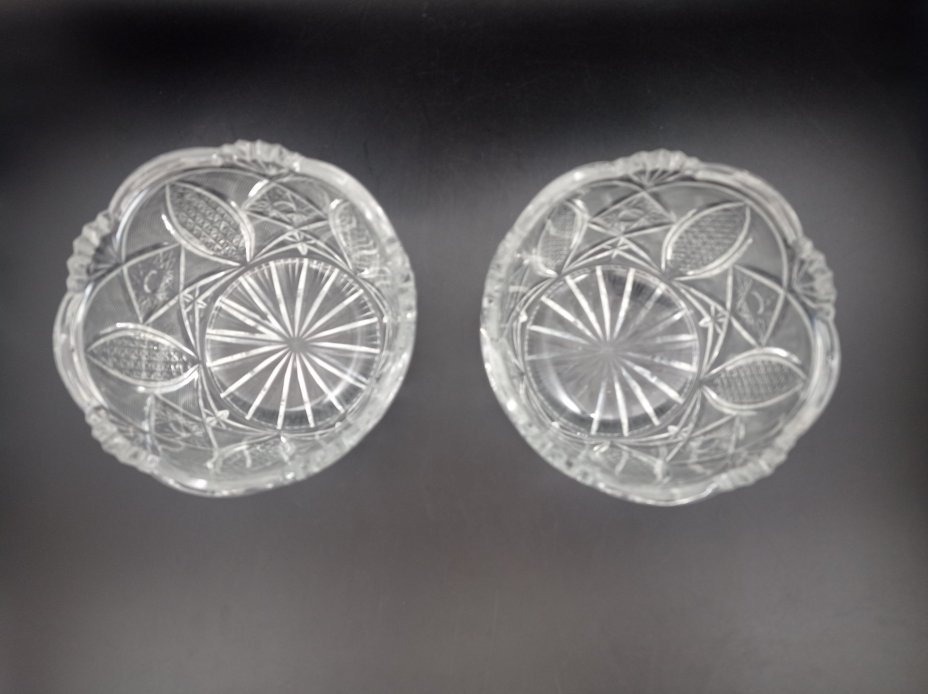 Комплект из 2 салатников с рельефным геометрическим декором, хрусталь ...