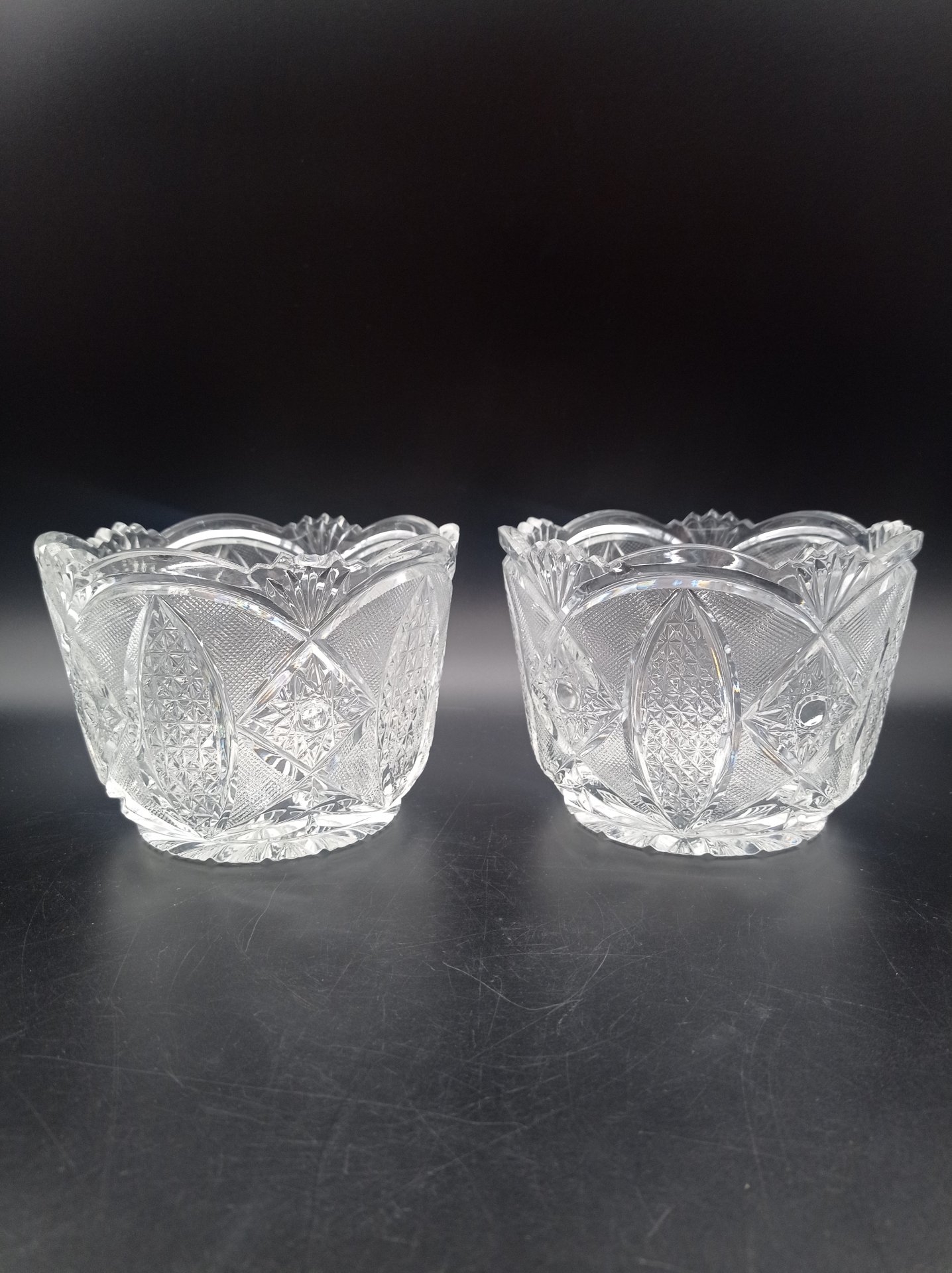 Комплект из 2 салатников с рельефным геометрическим декором, хрусталь ...