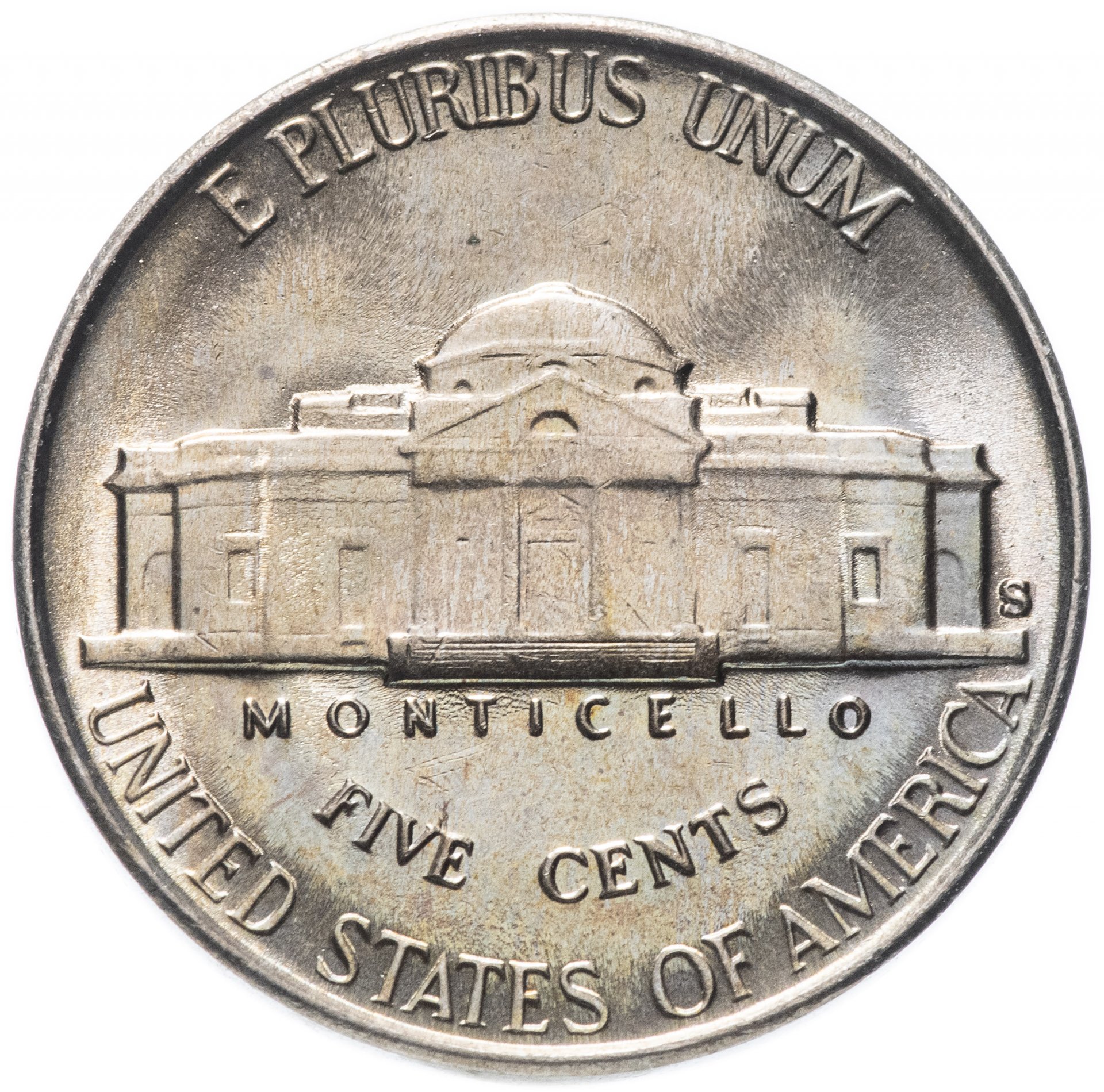 Монета США 5 центов 1952 S Jefferson Nickel стоимостью 750 руб.