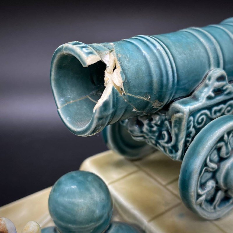 Статуэтка "Царь-Пушка", фаянс, цветные поливы, Конаковский фаянсовый ...