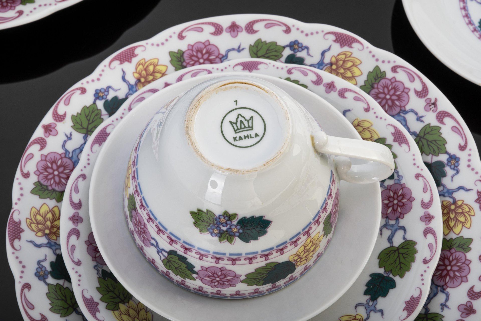 Сервиз чайно-кофейный "Райские птицы" на 6 персон (30 предметов), фарфор, деколь, Kahla, ГДР ...