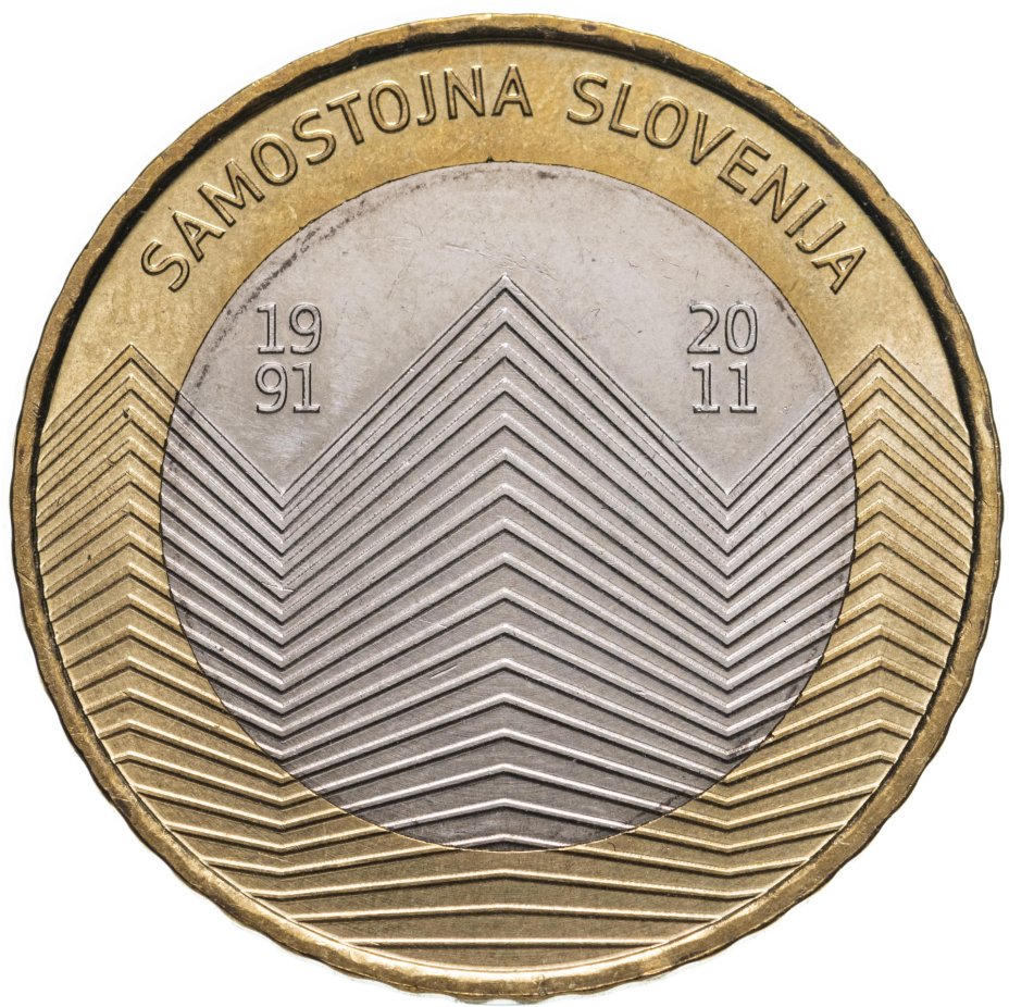Монета Словения 3 евро 2011 "20 лет независимости Словении" стоимостью ...