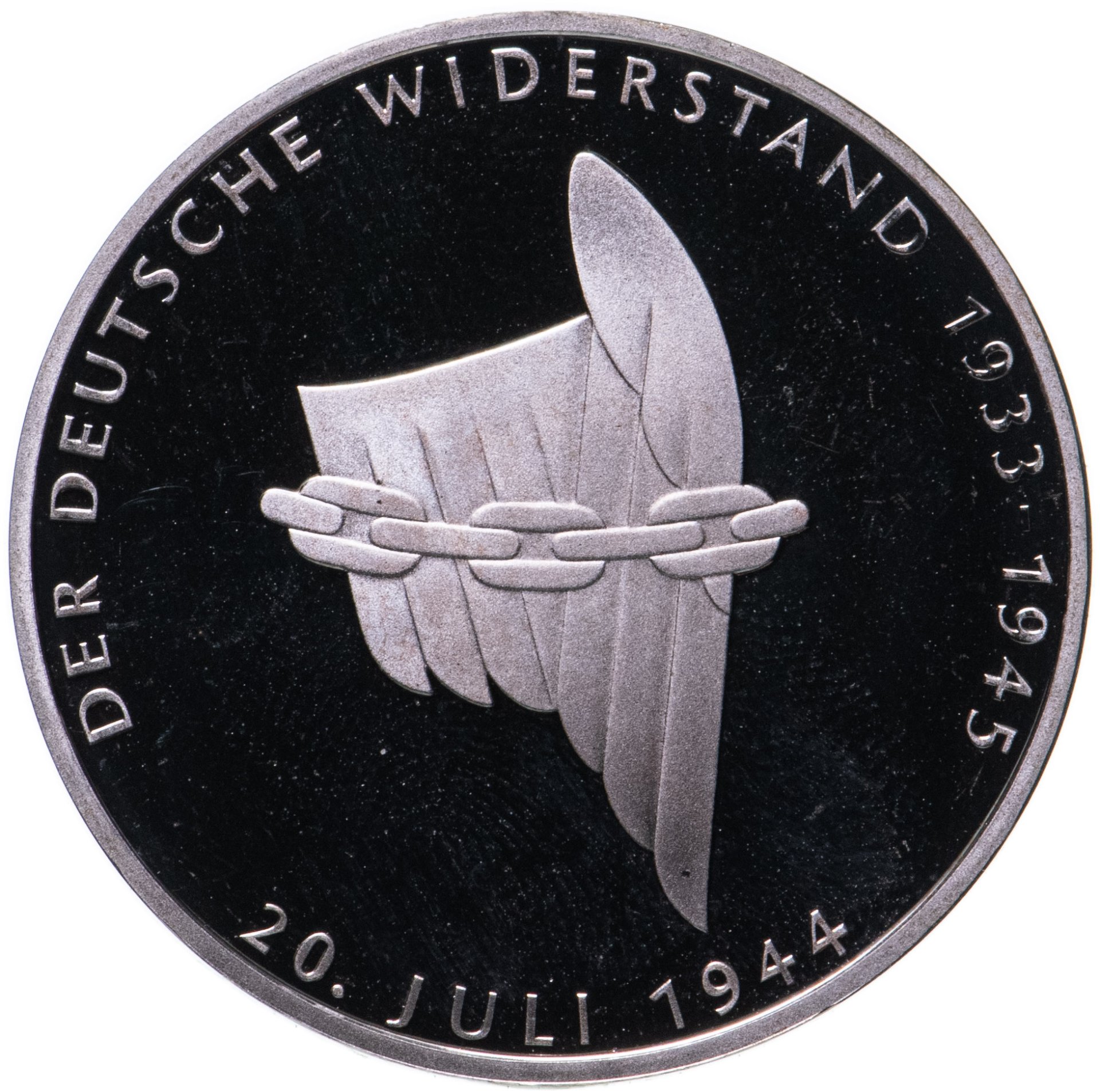 Монета Германия 10 марок 1994 "50 лет с момента покушения на Адольфа ...