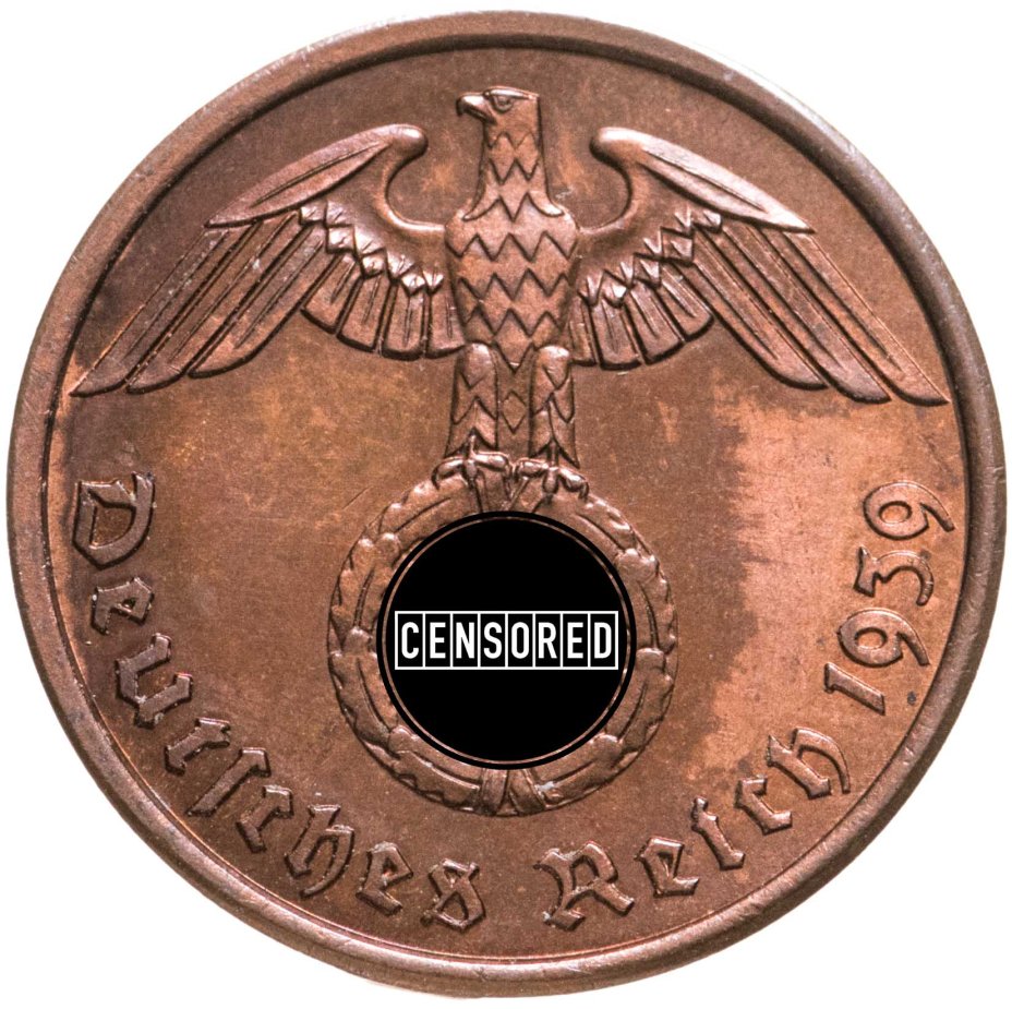 Монета Германия (Третий Рейх) 2 рейхспфеннига 1939 "А" стоимостью 443 руб.
