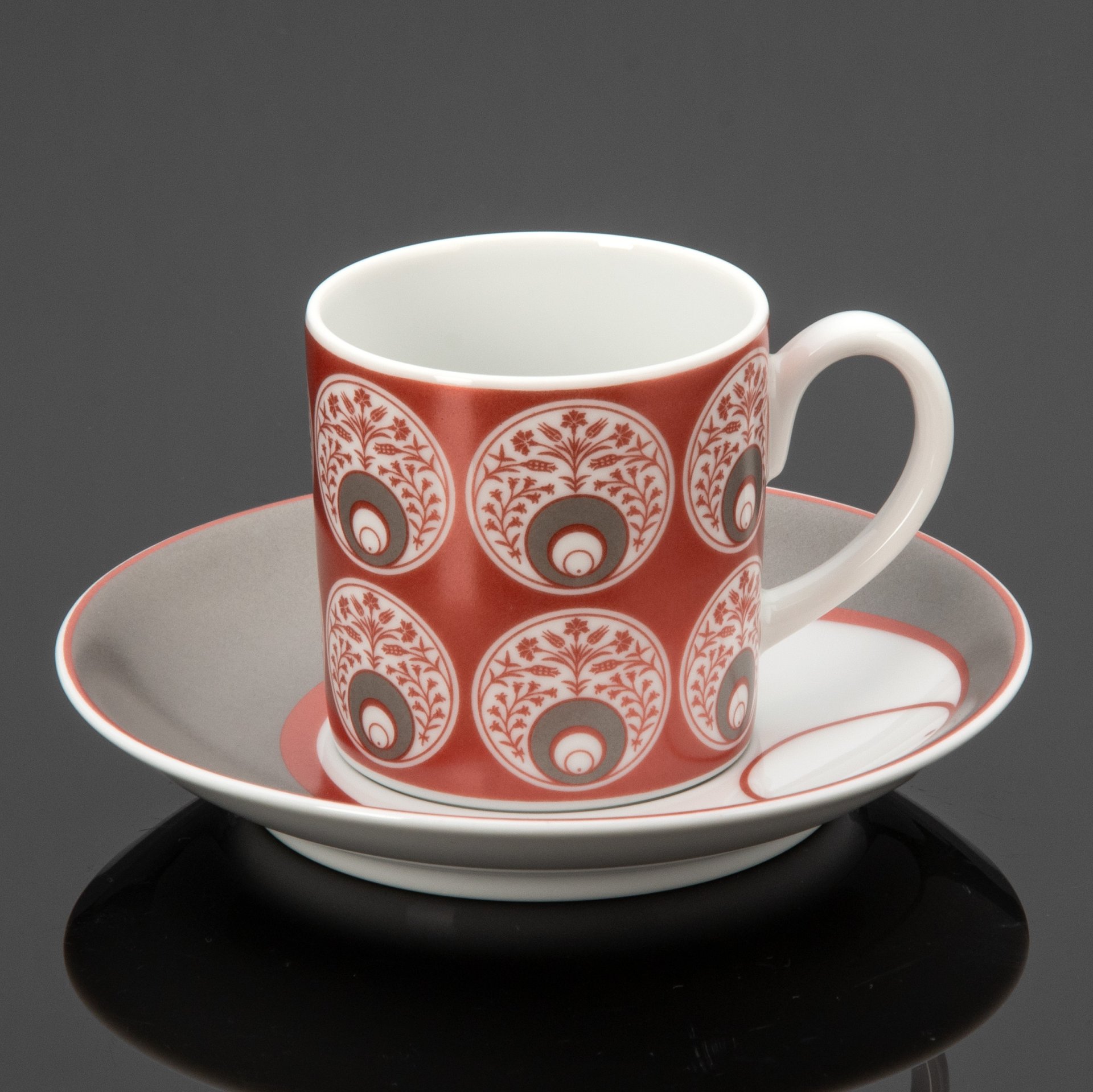 Кофейная пара с растительным декором в медальонах, Vista Alegre для ...