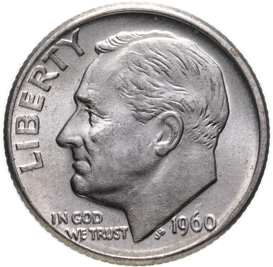Монета США 10 центов (дайм) 1960 "Рузвельт (Silver Roosevelt Dime ...
