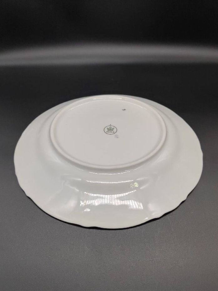 Набор из 6 тарелок с фигурным бортом, фарфор, деколь, люстр, золочение, Kahla, Германия, 1957 ...