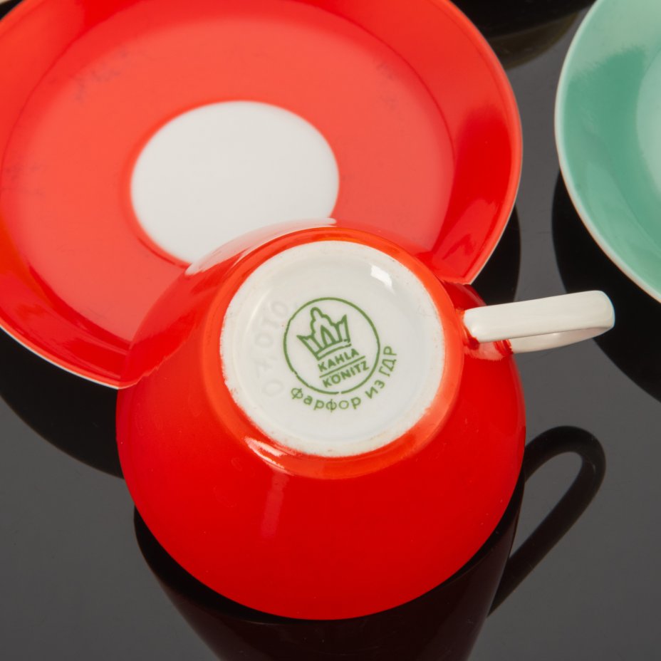 Сервиз кофейный c разноцветными парами на 5 персон (13 предметов), фарфор, крытье, Kahla ...