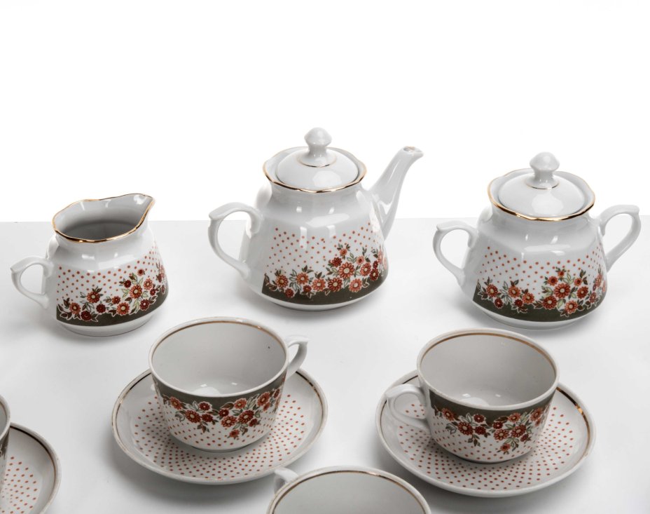 Сервиз чайный "Карина" с цветочным орнаментом в национальном стиле на ...