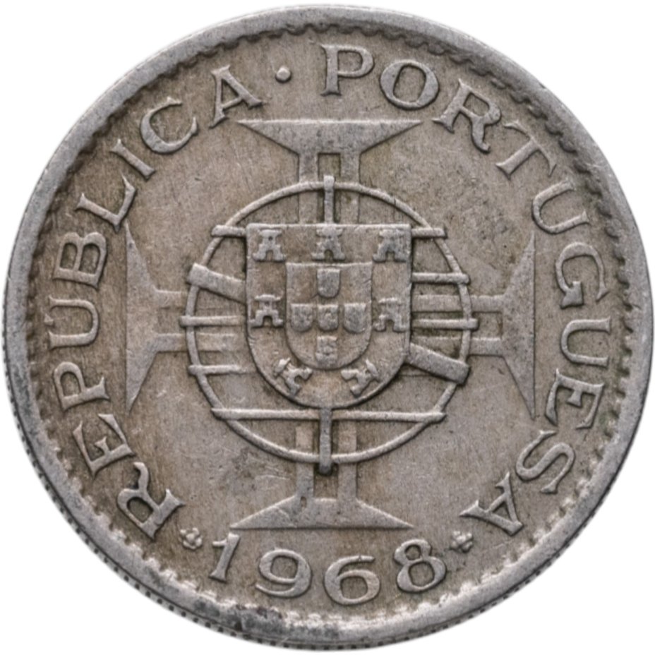 Монета Ангола 2,5 эскудо (escudos) 1968 стоимостью 311 руб.