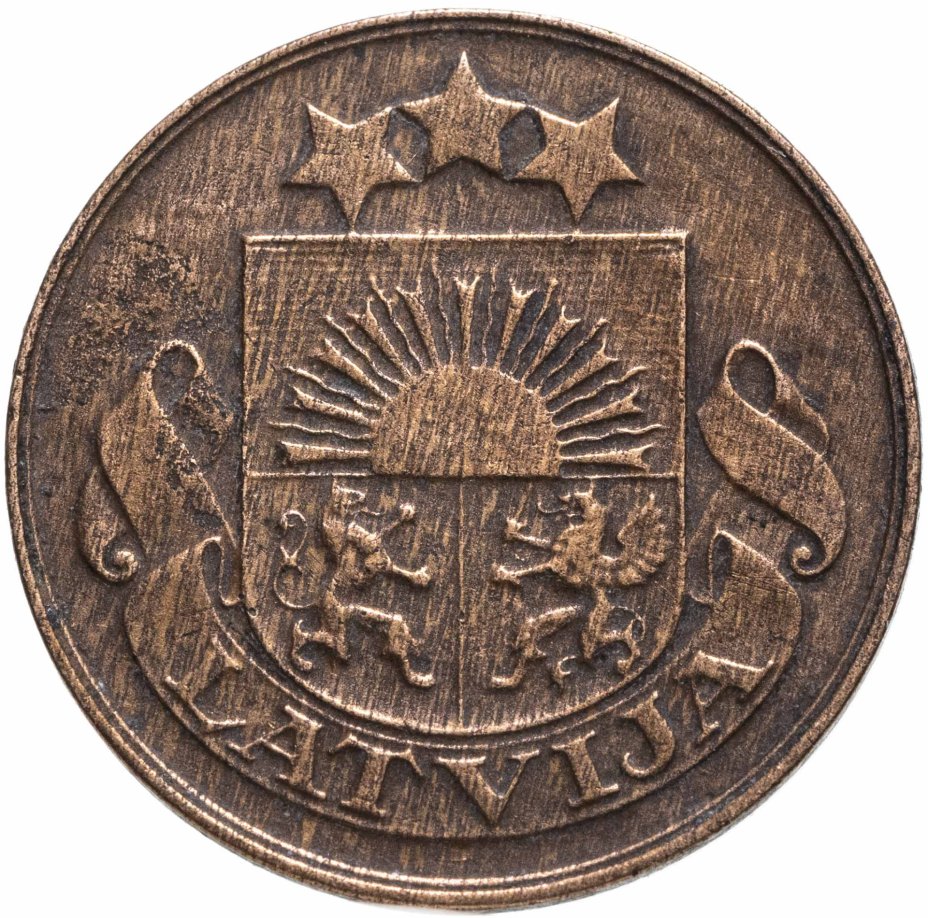 Монета Латвия 2 сантима (santimi) 1932 стоимостью 550 руб.