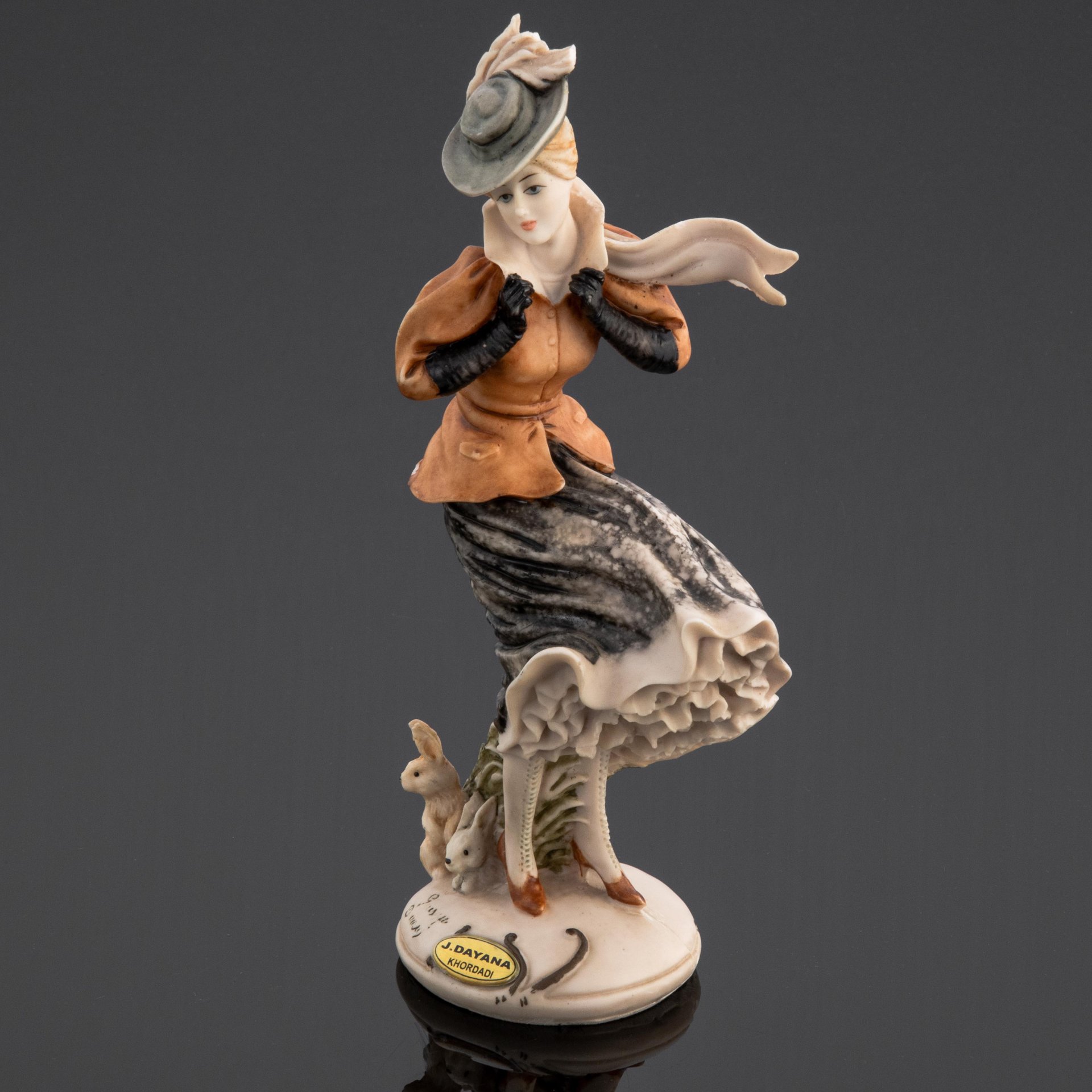 Статуэтка Девушка на ветру композитный материал роспись Италия 1997 г стоимостью 3500 руб