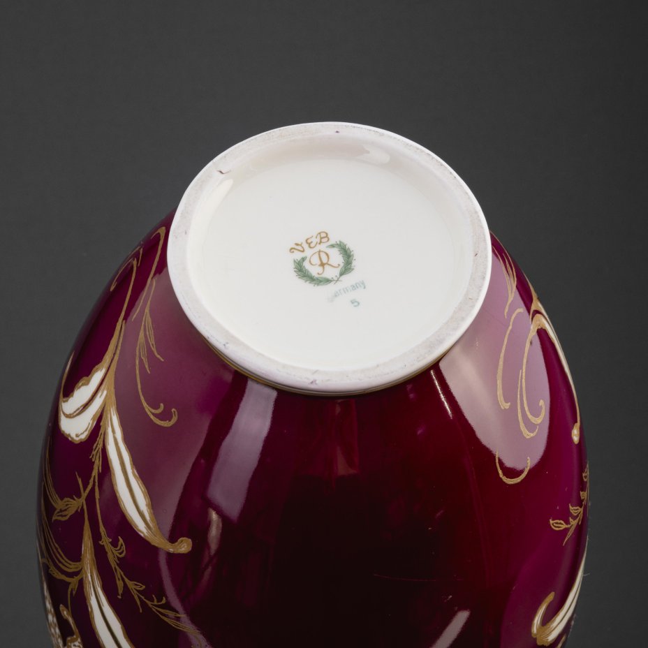 Ваза "Лилии" (крупная), фарфор, крытье, роспись по трафарету, золочение, Reichenbach (Райхенбах ...