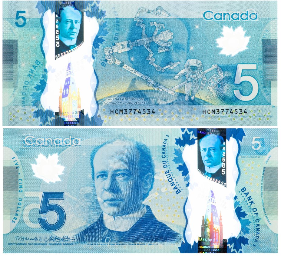 Банкнота Канада 5 долларов 2013 подписи Macklem & Poloz Pick 106b ...