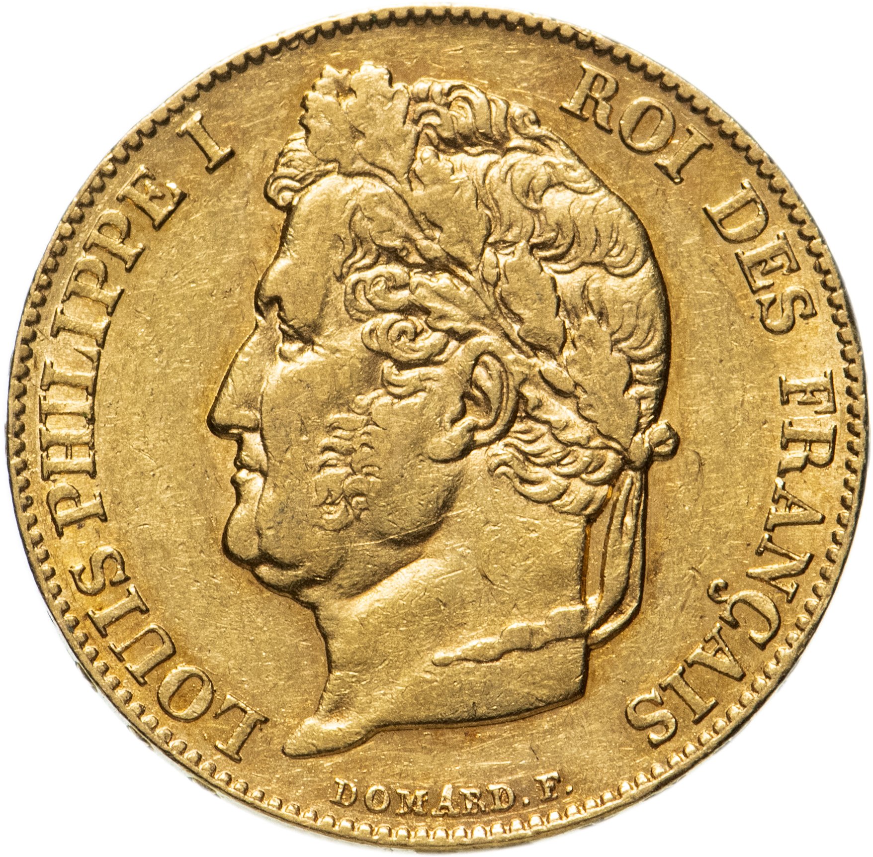 Монета Франция 20 франков (francs) 1839 с портретом Луи-Филиппа ...