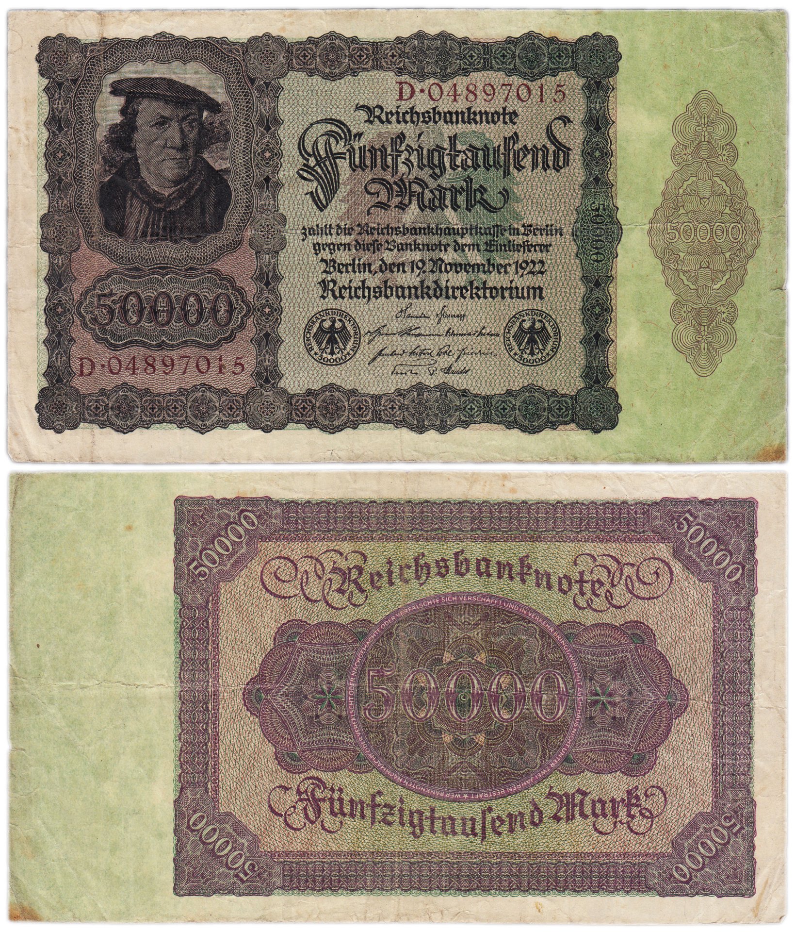 Банкнота германия, Веймарская республика 50000 марок 1922 стоимостью ...