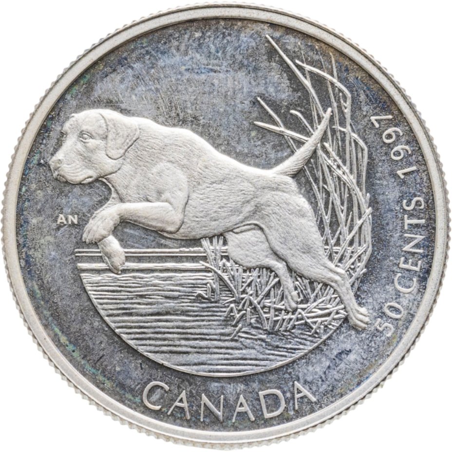 Монета Канада 50 центов 1997 "Лабрадор ретривер" стоимостью 3290 руб.