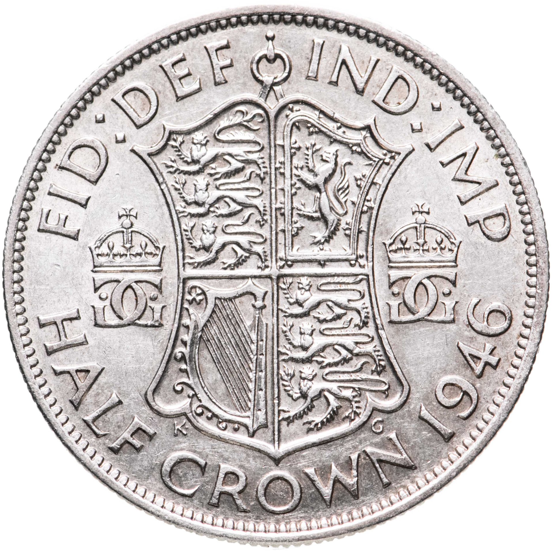 Монета Великобритания 1/2 кроны 1946 стоимостью 1716 руб.