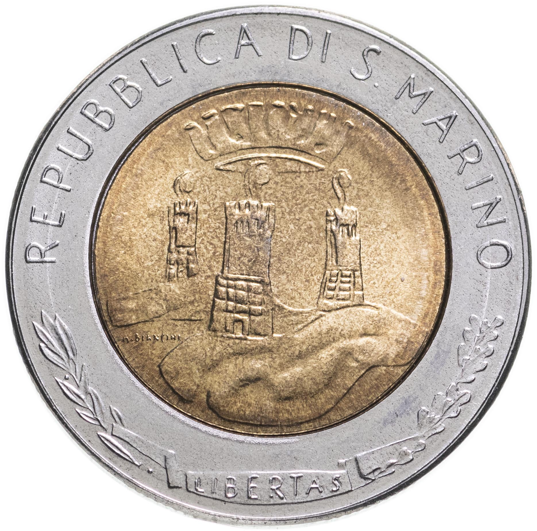 Монета Сан-Марино 500 лир 1982 "Социальное достижение" стоимостью 197 руб.