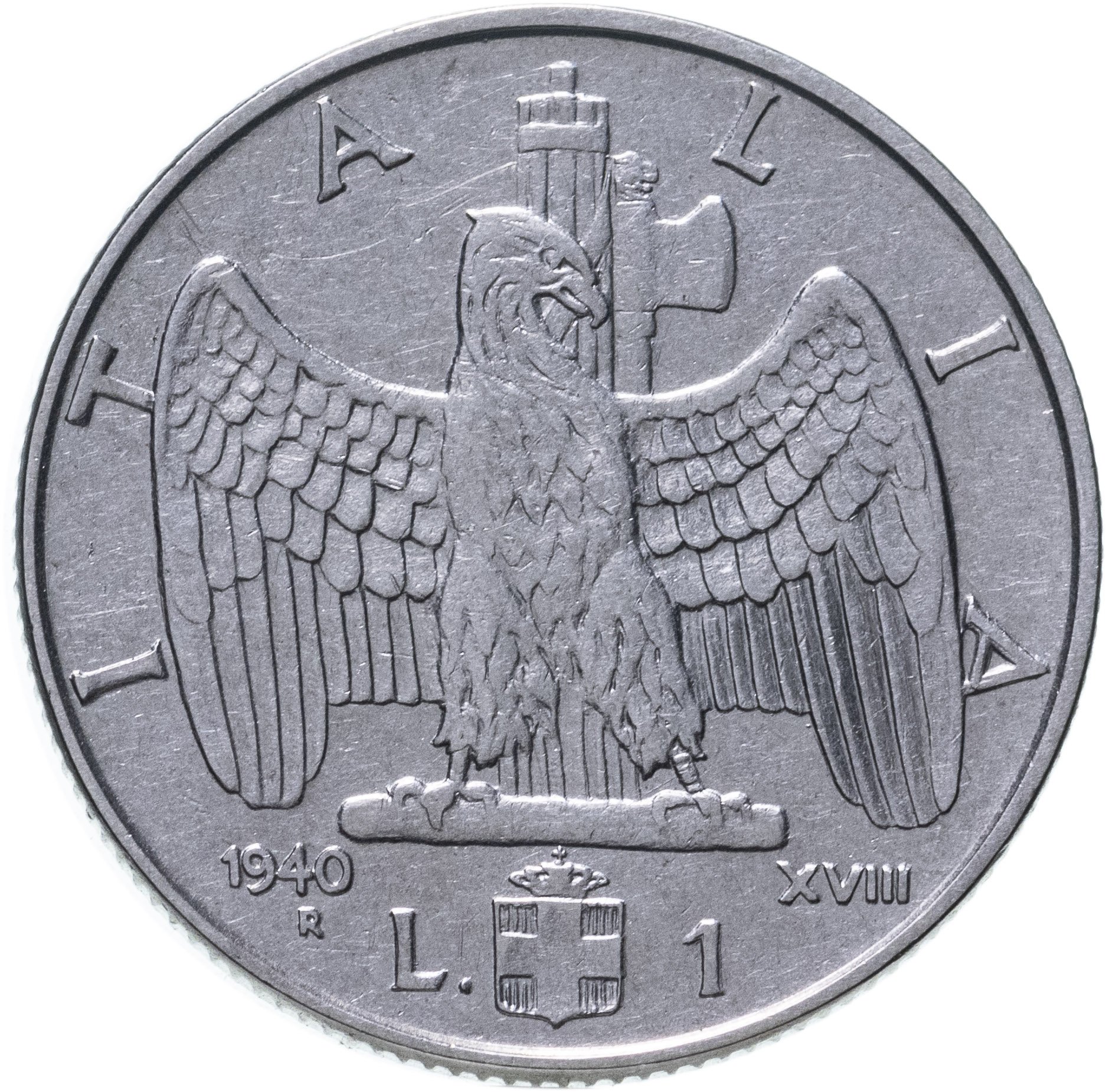 Монета Италия 1 лира 1940 стоимостью 390 руб.