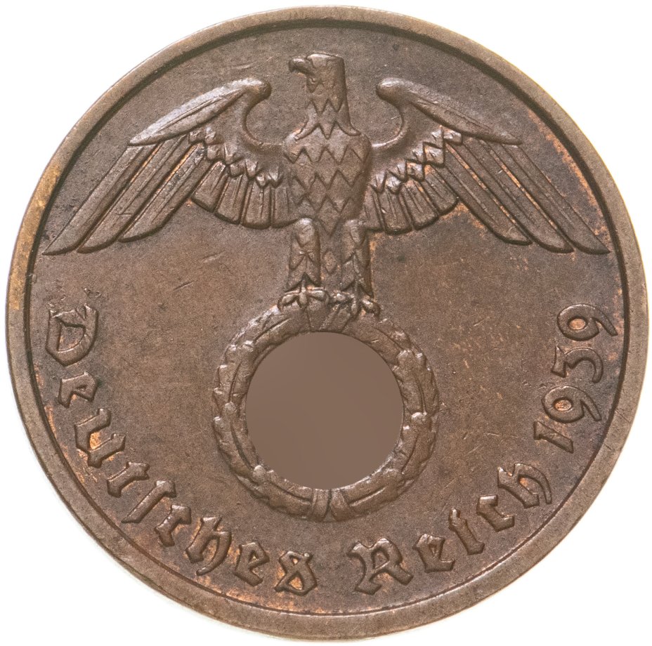 Германия, Третий Рейх 2 рейхспфеннига 1939, знак монетного двора: "F ...