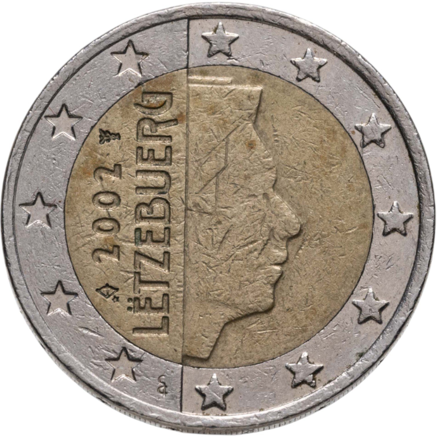 Монета Люксембург 2 евро (euro) 2002 стоимостью 410 руб.